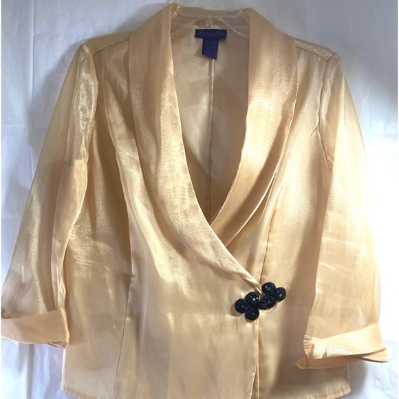 Metaphor | Tops | Metaphor Gold Sheer Shawl Collar Evening Blouse Sz Lg ...